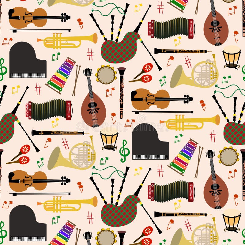 Pattern with Musical Instruments Stock Vector - Illustration of ...