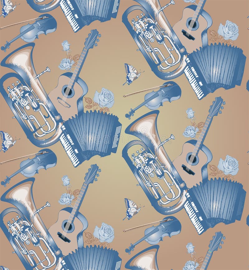 Pattern of Musical Instruments Stock Vector - Illustration of classical ...