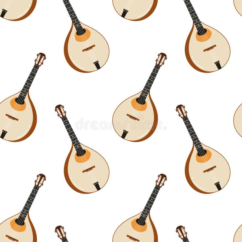 Pattern of Musical Instruments on White Background Featuring ...