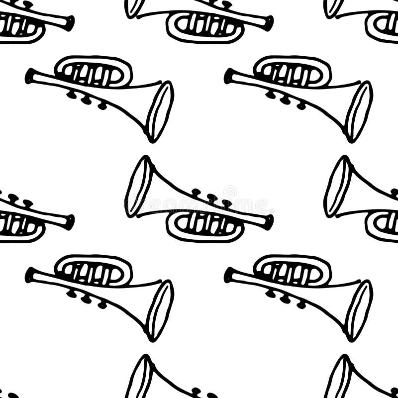 A Pattern from a Musical Trumpet. a Seamless Pattern of a Hand-drawn ...