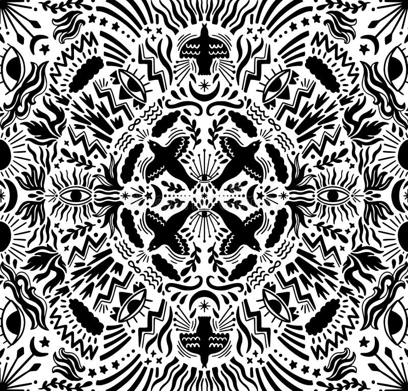 Pattern Mystic Ornament.Hand Drawn Doodle Style.Hand Drawn Stock Vector ...