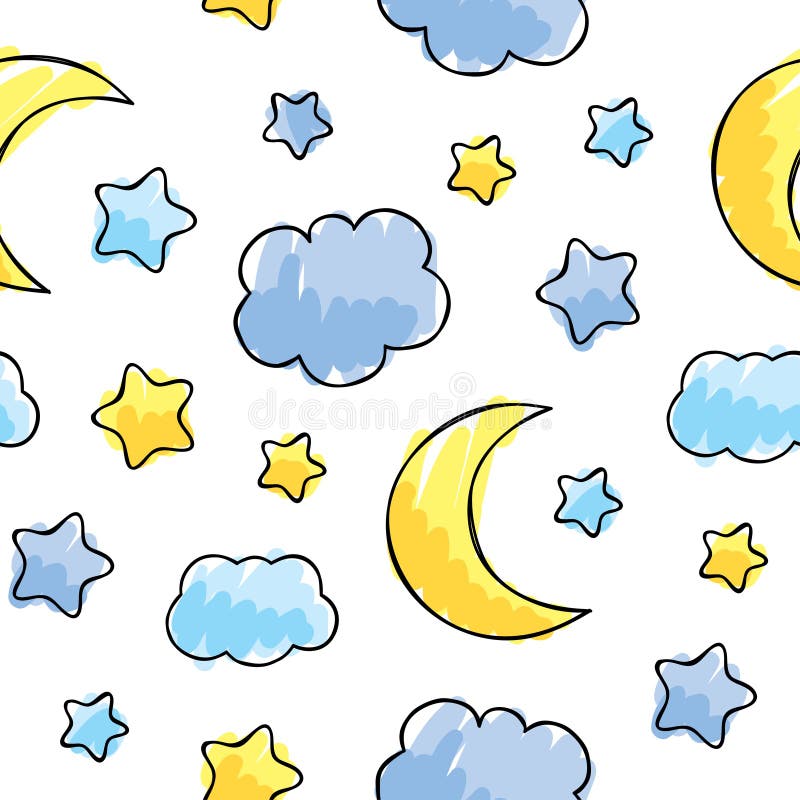 Night Moon Seamless Pattern Stock Vector - Illustration of design ...