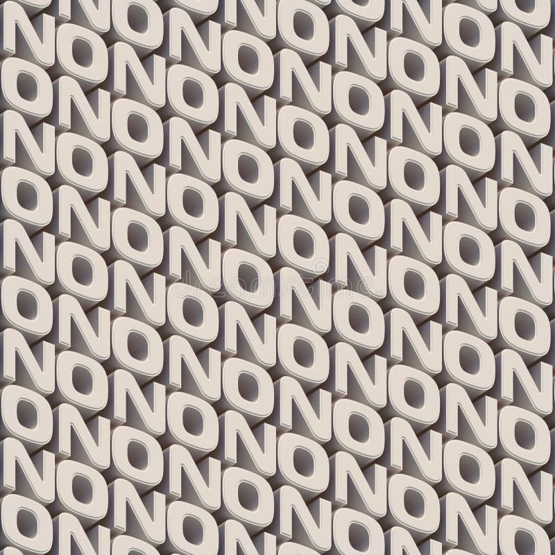 Pattern with NO Words from White 3d Letters. Abstract Background ...