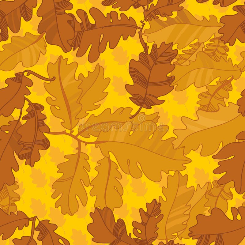 Pattern of Oak Autumn Leaves. Seamless Pattern. Stock Illustration ...