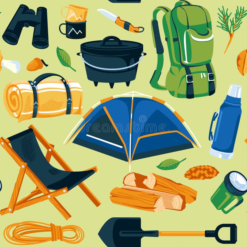Pattern of Objects for Camping. Tourism, Active Recreation, Hiking and ...