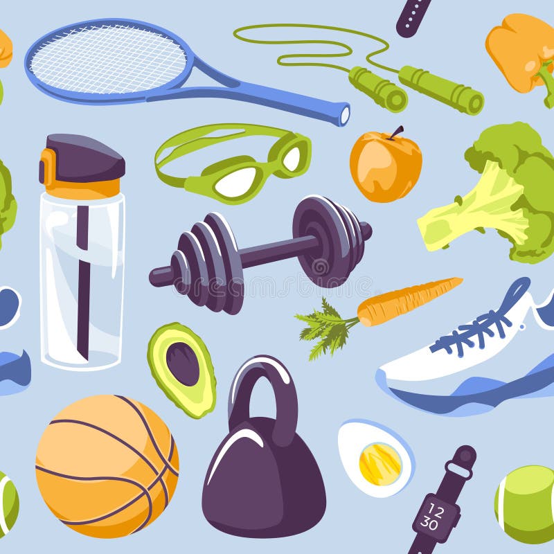 Pattern of Objects for Fitness and Health. Lifestyle Activity Stock ...