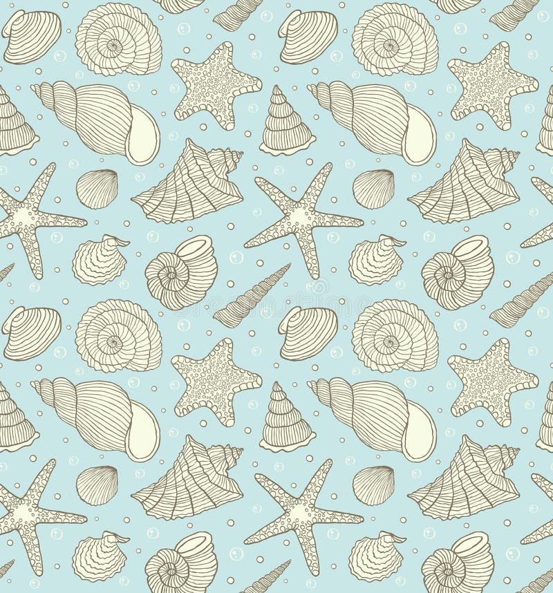 Pattern with ocean shells stock illustration. Illustration of icon ...