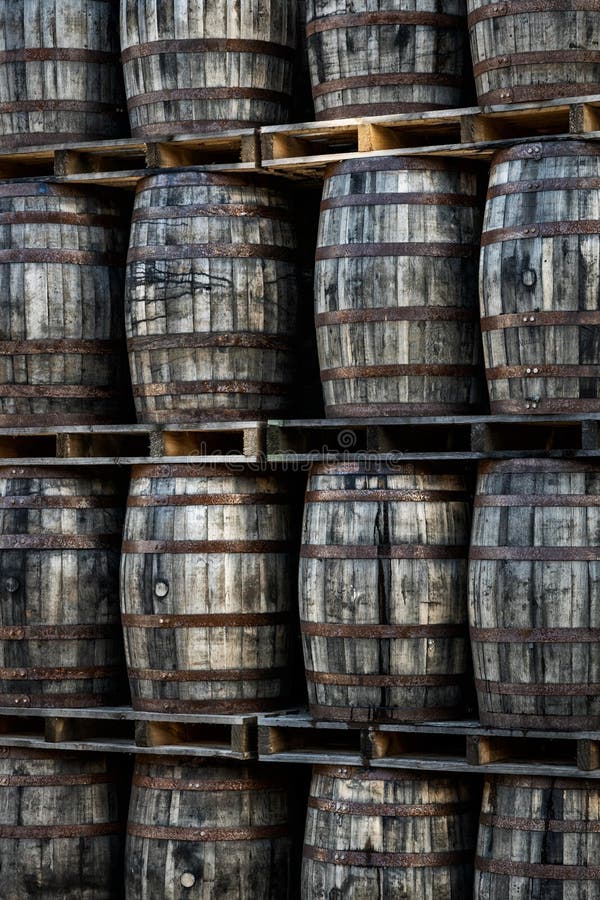 Pattern of Old Wooden Barrels on a Rack Stock Image - Image of grey ...