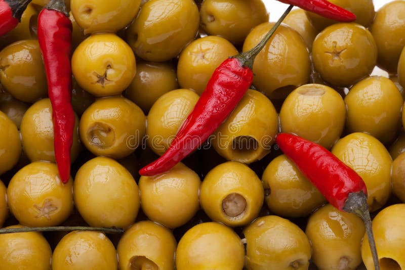 Pattern with Olives and Chili Pepper Stock Photo - Image of fiery ...