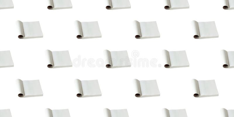 Pattern of Open Books with Blank Pages Isolated on White Background ...