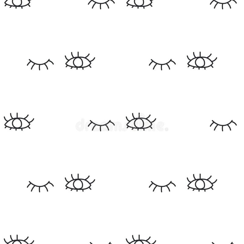 Pattern Closed Human Eyes with Eyelashes on White Background. Seamless ...