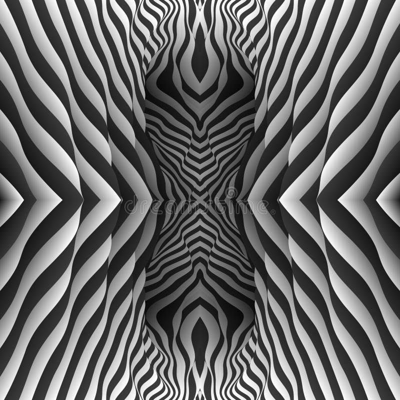 Pattern with Optical Illusion. Black and White Background. Vector ...