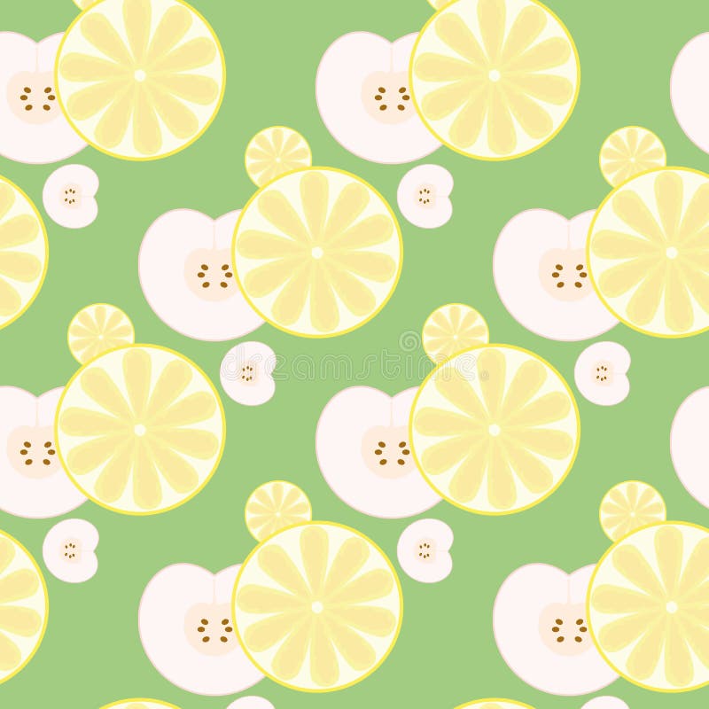 Pattern with Orange and Apples. Stock Vector - Illustration of green ...