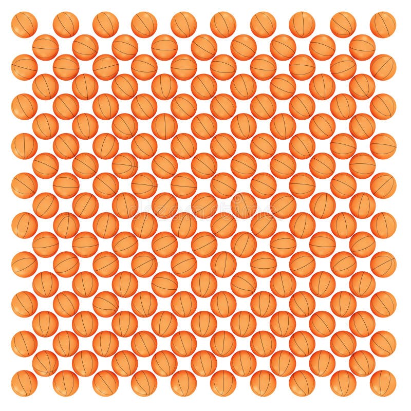Pattern of Orange Basketballs on an Isolated White Background. 3D ...