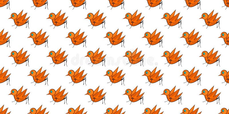 Pattern of Orange Color Cartoon Bird Stock Vector - Illustration of ...
