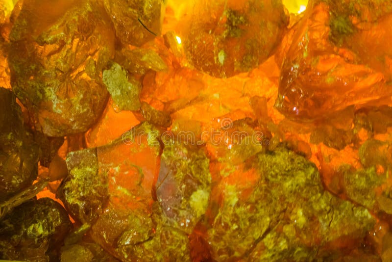 Pattern of Orange Glowing Mineral Stone in Macro Closeup, Mining ...
