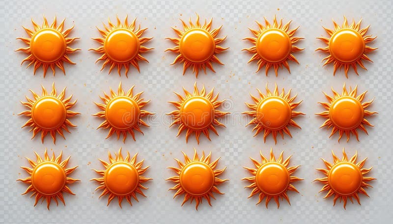 Pattern of Orange Sun Shapes on Transparent Background Stock ...