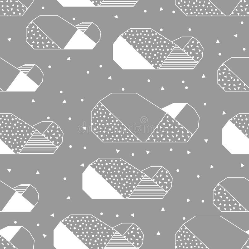 Pattern with Origami Clouds. Paper Symbolic Decorative Objects Stock ...