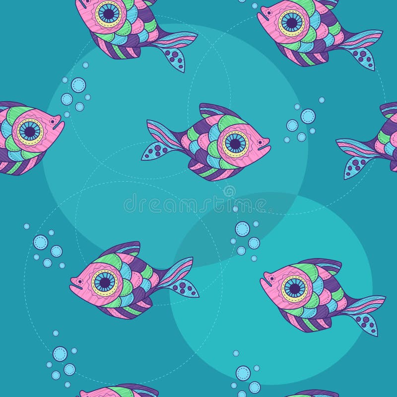 Ornamental Fish with Bubbles Stock Vector - Illustration of decorative ...