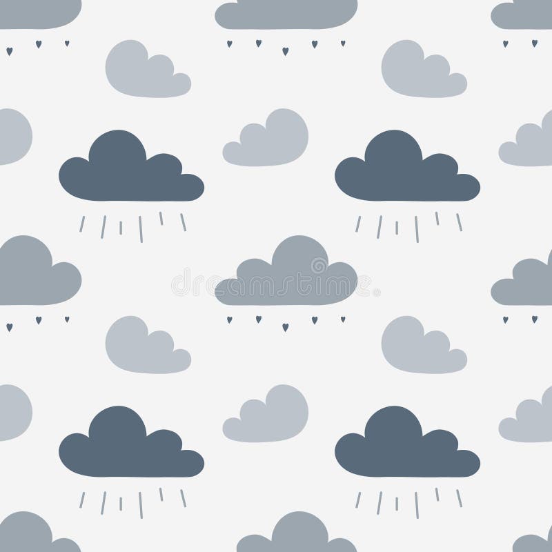 Pattern Overcast Cloudy Weather, Sad Gray Clouds with Raindrops. Stock ...
