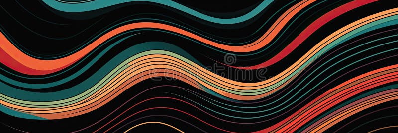 A Pattern Of Overlapping Curved Lines In Various Colors Background