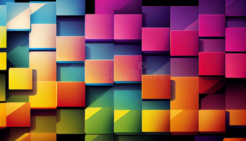 A Pattern of Overlapping Rectangles in Bright Colors, with a Gradient ...
