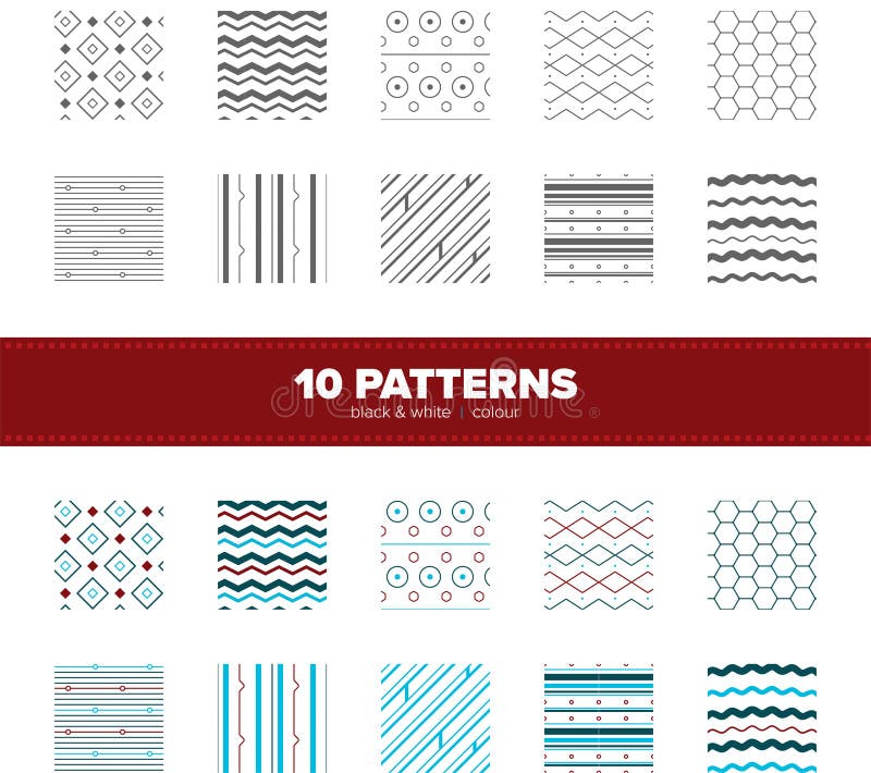 Pattern Pack with 10 Pieces Stock Vector - Illustration of color ...