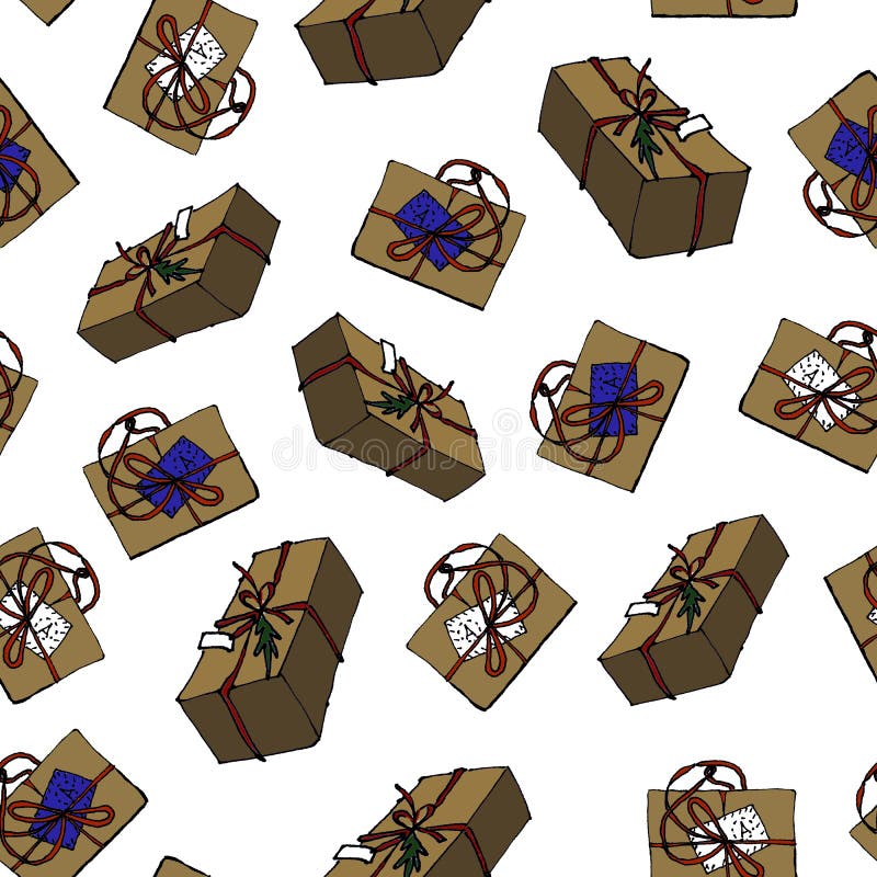 Pattern with Packages and Parcels Stock Illustration - Illustration of ...