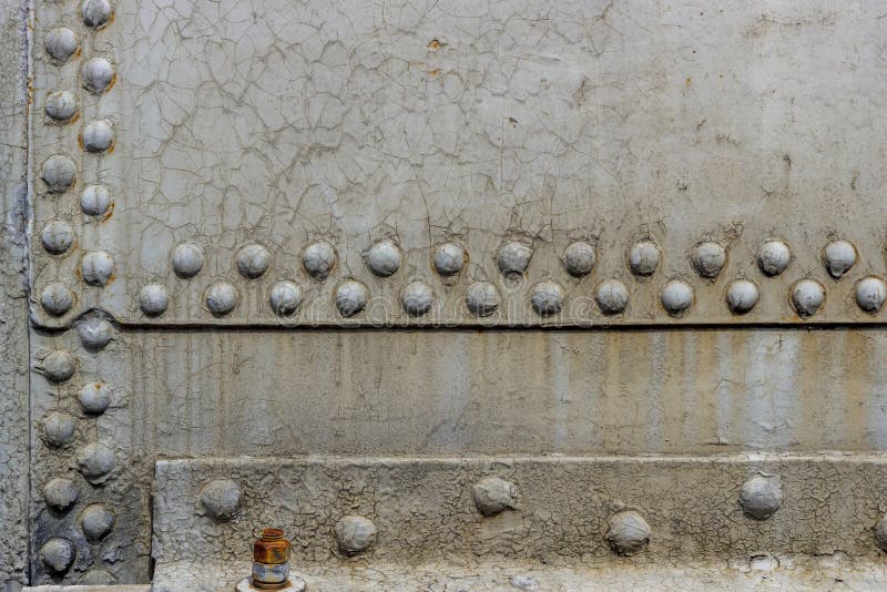 Pattern Painted Old Iron Sheet with Rivets. Stock Image - Image of ...