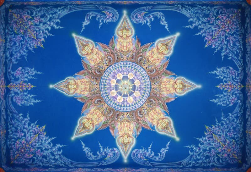 Pattern, Painting on the Ceiling in a Buddhist Temple. Stock ...