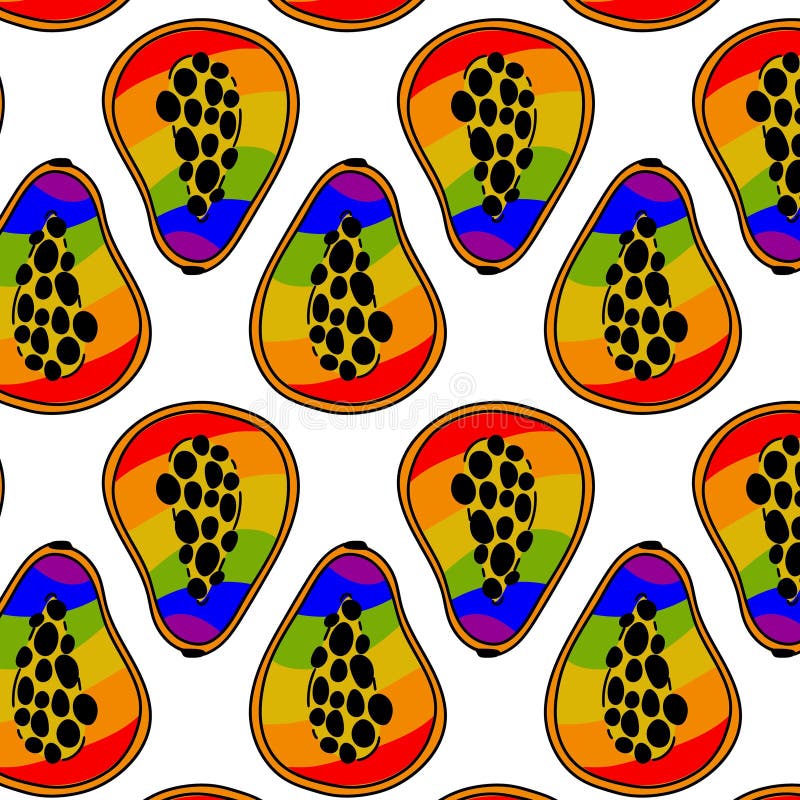 Pattern of Papaya, Painted in All the Colors of the Rainbow. Seamless ...