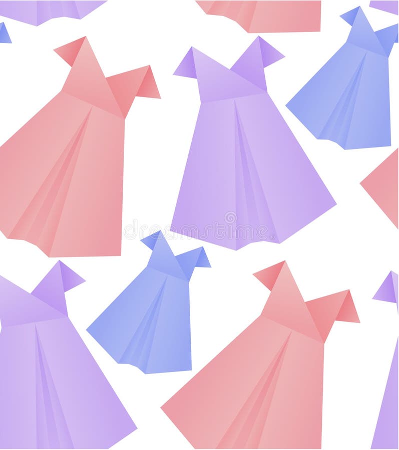 Pattern with Paper Origami Women S Dresses Stock Vector - Illustration ...