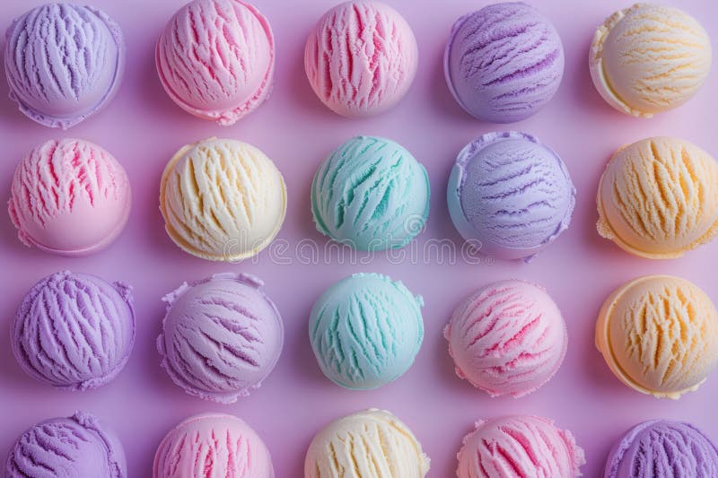 Pattern of Pastel Colored Scoops of Ice Cream. Summer Minimalism Stock ...