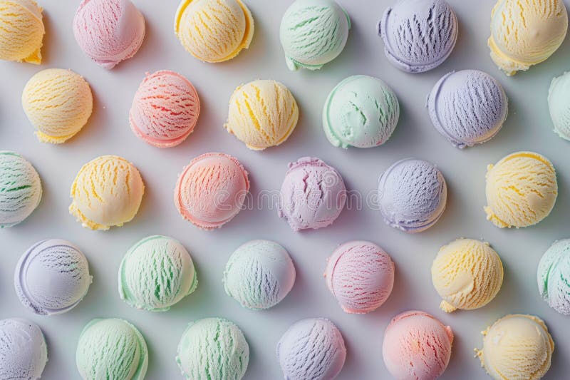 Pattern of Pastel Colored Scoops of Ice Cream. Summer Minimalism Stock ...