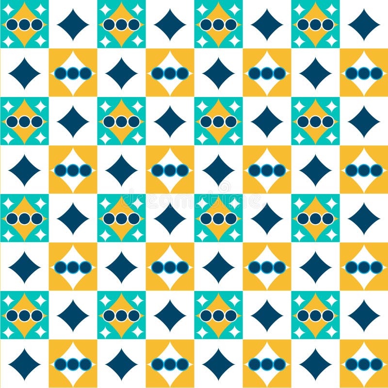 Pattern in Patchwork Style. Geometric Shapes in Blue and Yellow ...