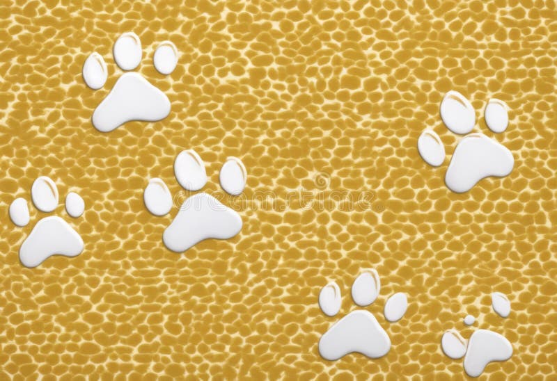 Pattern Paw Dog Yellow White Background Tile Prints Repeat Stock ...