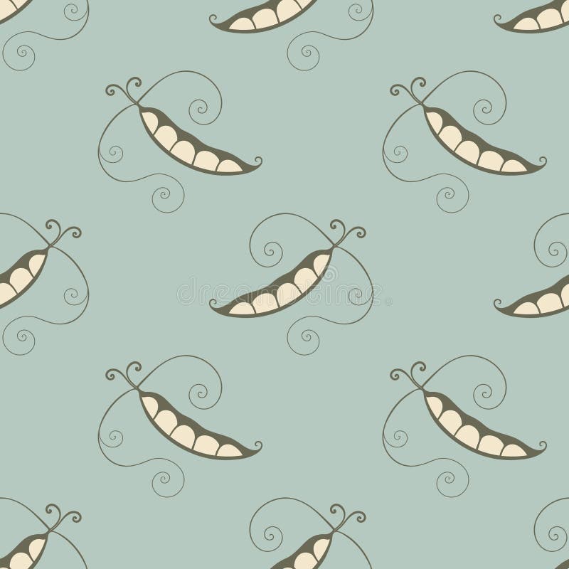 Pattern with Pea Pods , on Blue Pastel Background. Stock Vector ...