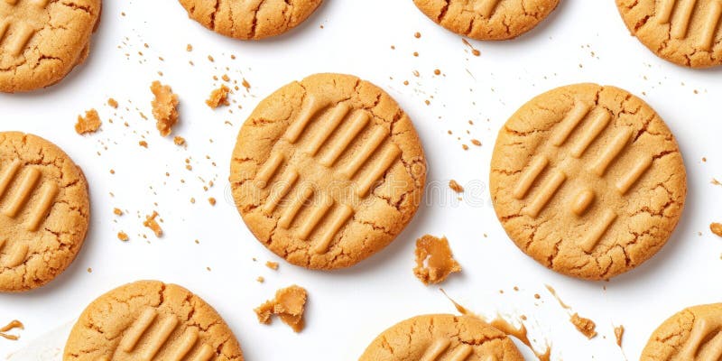 Peanut Butter Cookies with Fork Marks Stock Illustration - Illustration ...
