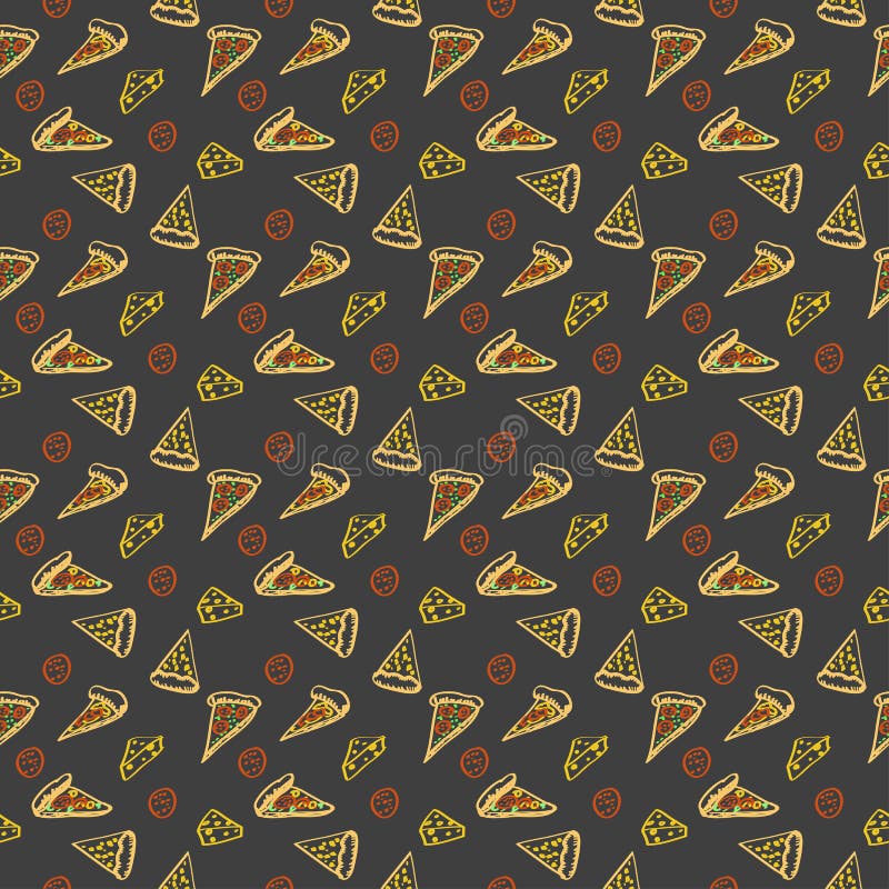 Pattern Pepperoni Pizza Color Stock Vector - Illustration of pizzeria ...