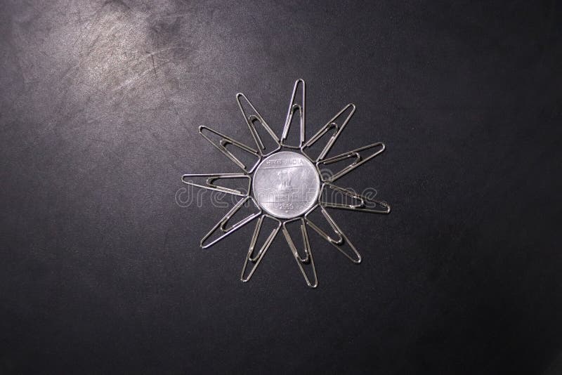 Pattern Photography Using Coins and Paper Clip Stock Photo - Image of ...