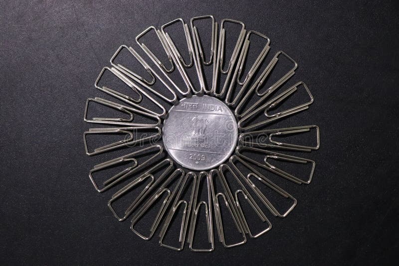 Pattern Photography Using Coins and Paper Clip Stock Photo - Image of ...