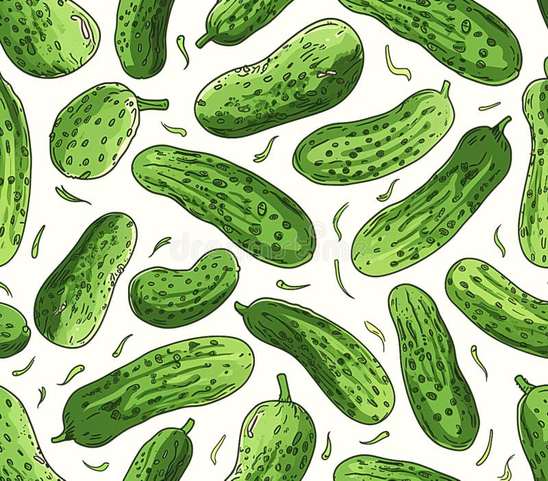 A Pattern of Pickles on a White Background Stock Illustration ...