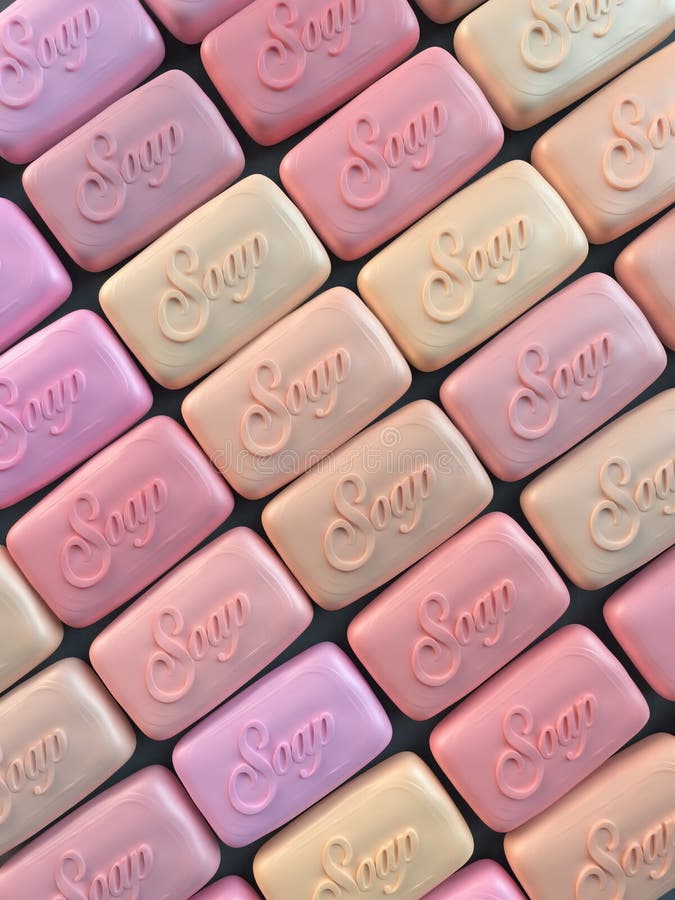Pattern Pieces of Pink Soap 3d Rendering Stock Illustration ...