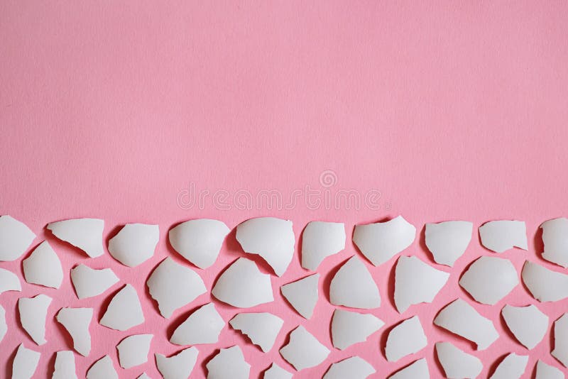 Pattern of Pieces of White Eggshell on Pink Stock Photo - Image of ...