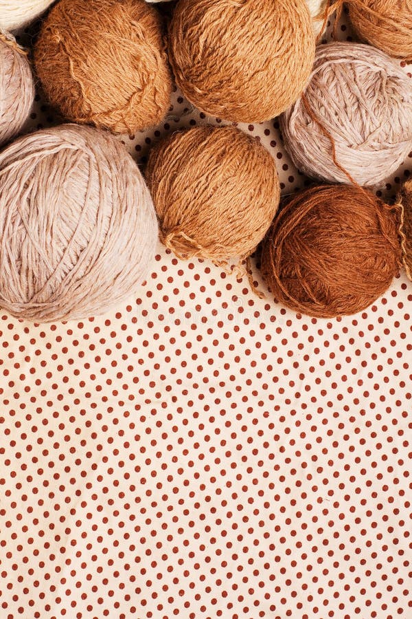 Pattern with Pile of Brown Yarn Stock Photo - Image of handicraft ...