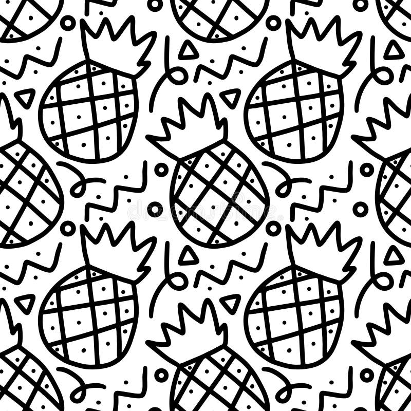 Pattern of Pineapple Doodle Stock Vector - Illustration of holiday ...