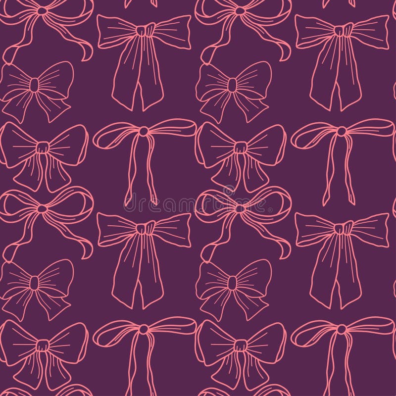 Pattern of Pink Bows on a Purple Background for Creative Designs Stock ...