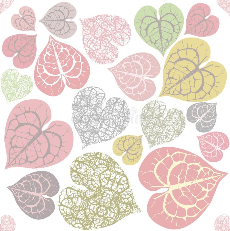 Pattern with Pink Leaves and Decorative Elements Stock Vector ...
