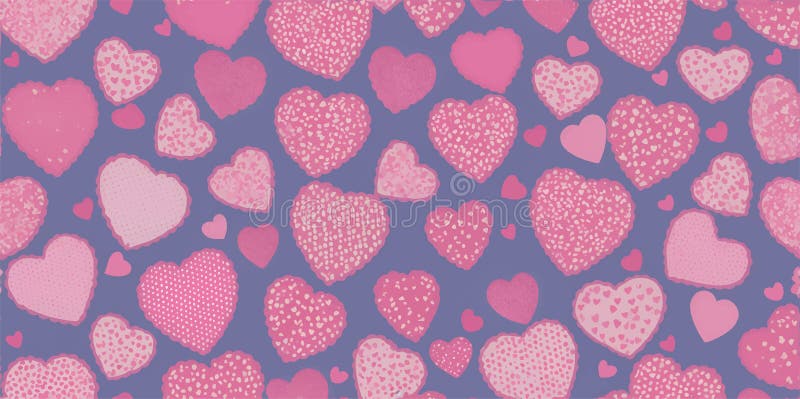Pattern of Pink Love Hearts Stock Illustration - Illustration of hand ...
