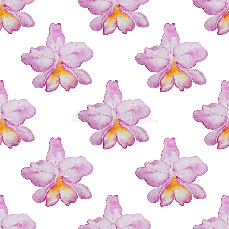 Pattern with pink orchids stock illustration. Illustration of floral ...